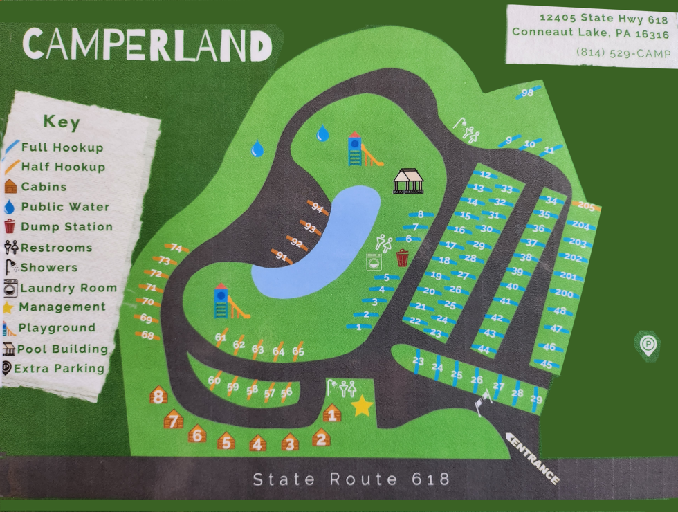 Camp Map | Camperland - Conneaut Lake PA